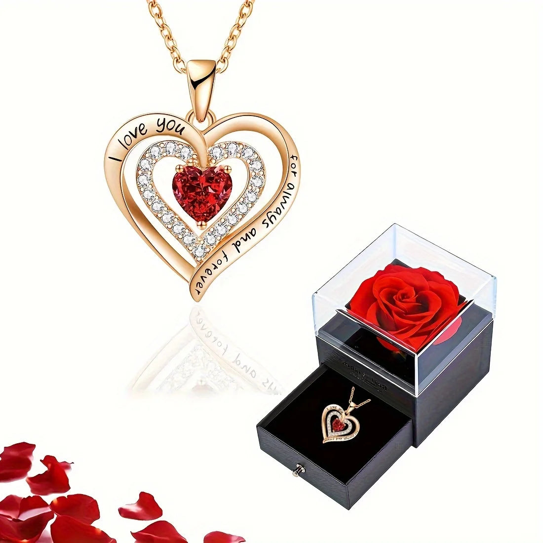 Luxury Heart Pendant Necklace with Red Zircon – Gifts Foundry