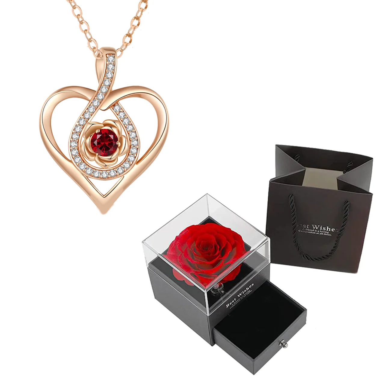Luxury Heart Pendant Necklace with Red Zircon – Gifts Foundry